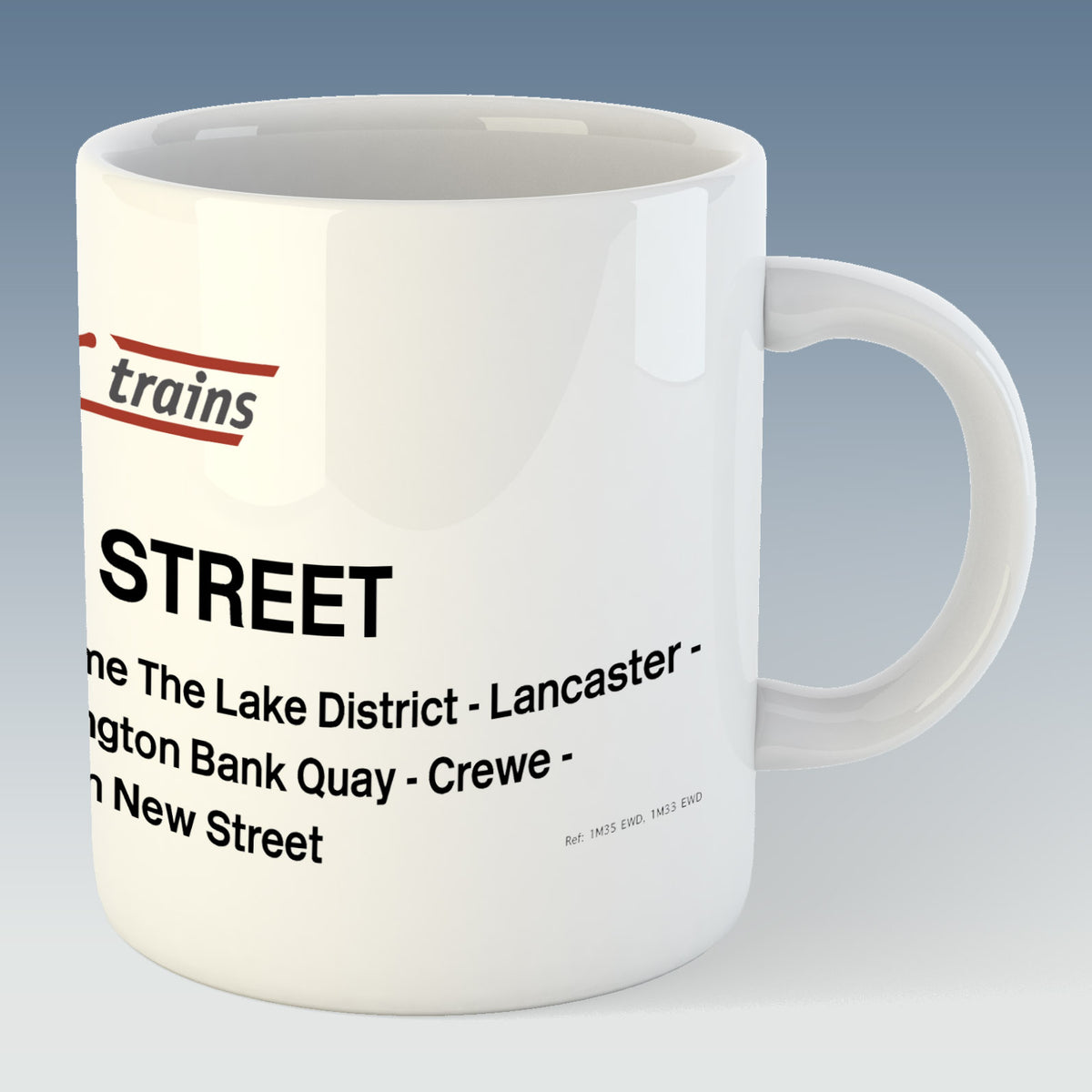 Window Label Style Railway Mug - Virgin Trains Glasgow to Birmingham N ...