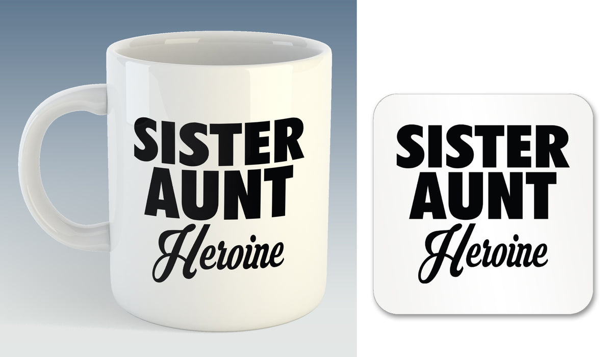 Sister Aunt Heroine Mug (Also Available with Coaster) – Pixel Shack Store